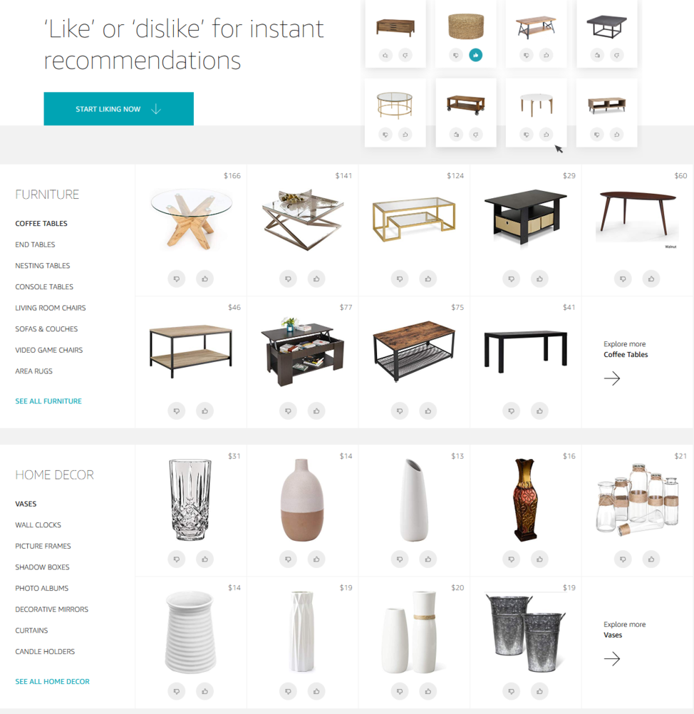 Amazon Discover: Home Decor and Fixture Recommendations