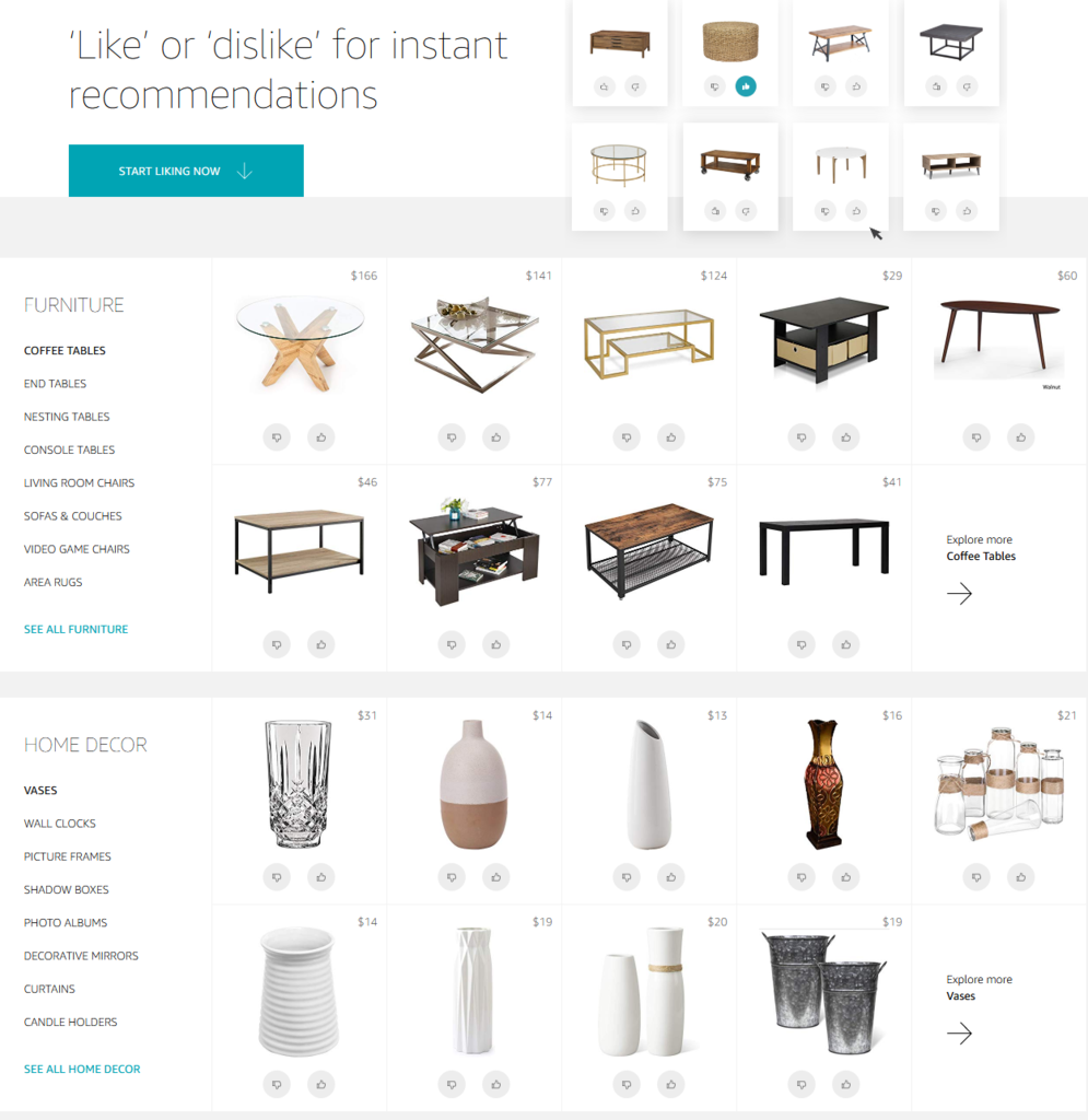 Amazon Discover: Home Decor and Fixture Recommendations